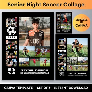 Senior Night Soccer Poster Sports Photo Collage High School Award ...