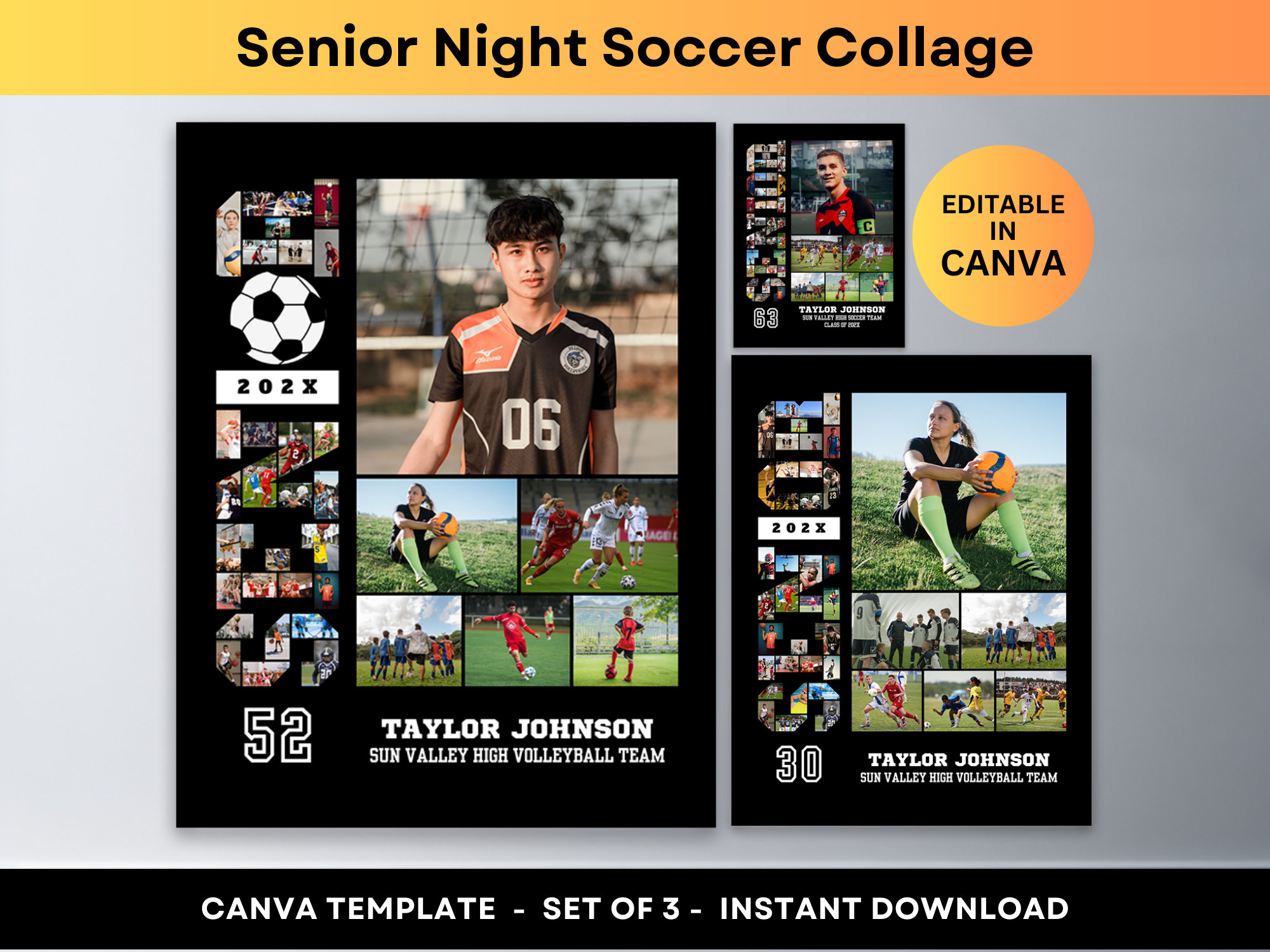 Senior Night Soccer Poster Sports Photo Collage High School Award ...