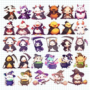 Farm Animals Halloween Clipart Cute Barn Animal Cartoon PNG Highland ...