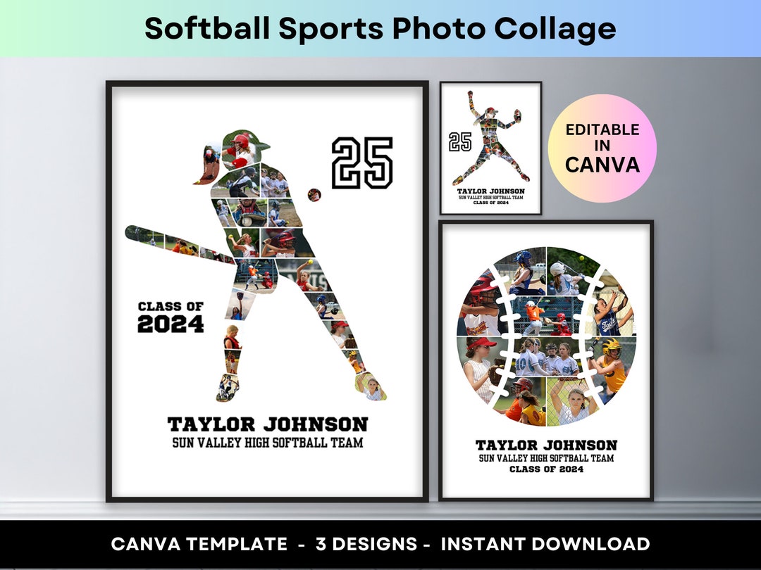 Softball Photo Collage Sports Player Senior Night Graduation Gift Girl ...