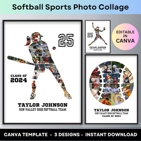 Softball Player Picture Collage - Etsy
