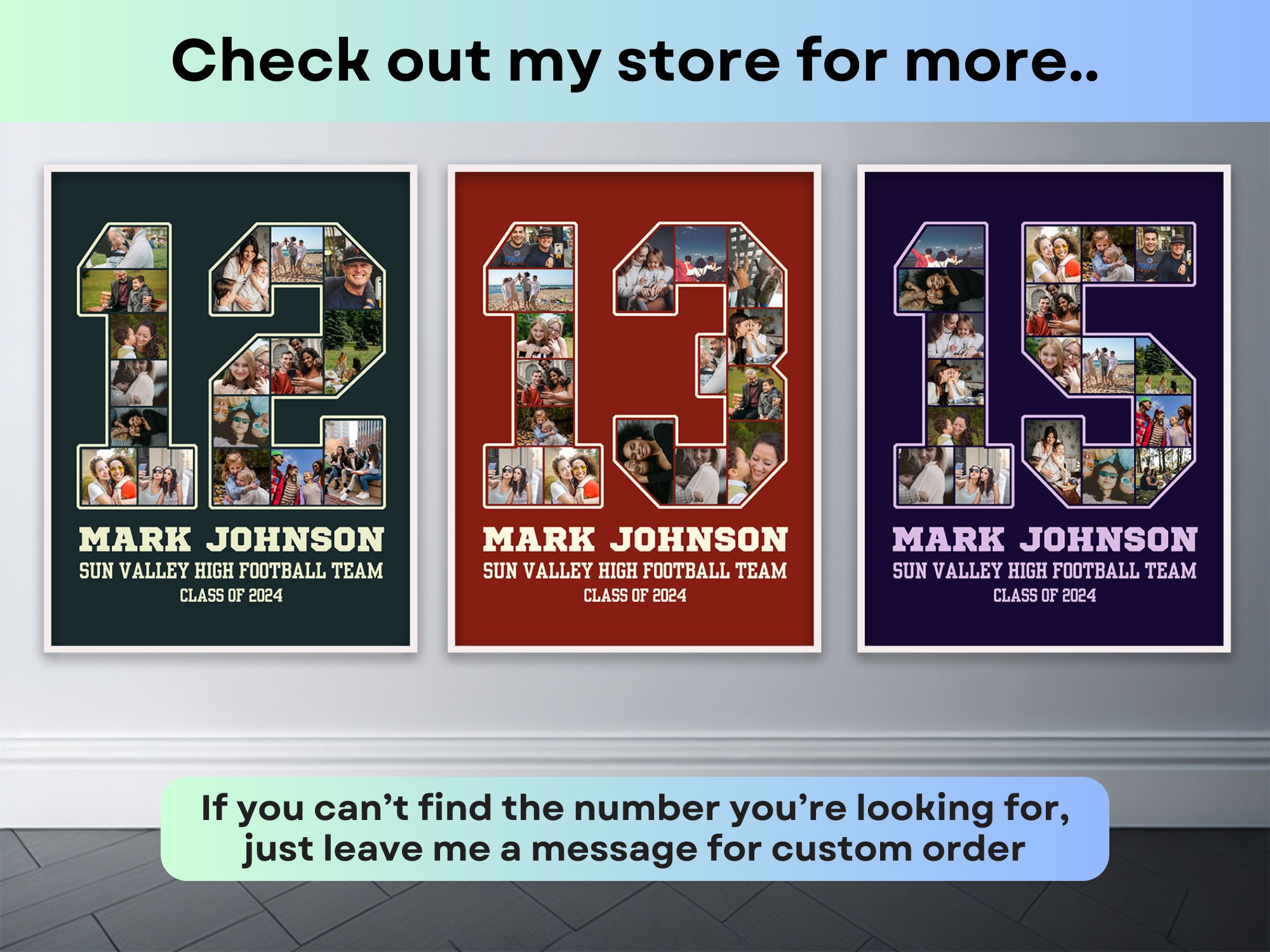 Sports Photo Collage Player Number 1 Graduation Gift Senior Night ...