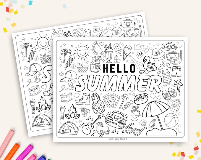 Summer Fun Coloring Page, Summer Bucket List Activities Coloring Sheet ...