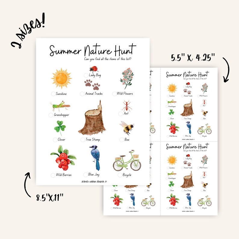 Summer Nature Scavenger Hunt for Kids, Nature Study, Printable PDF ...