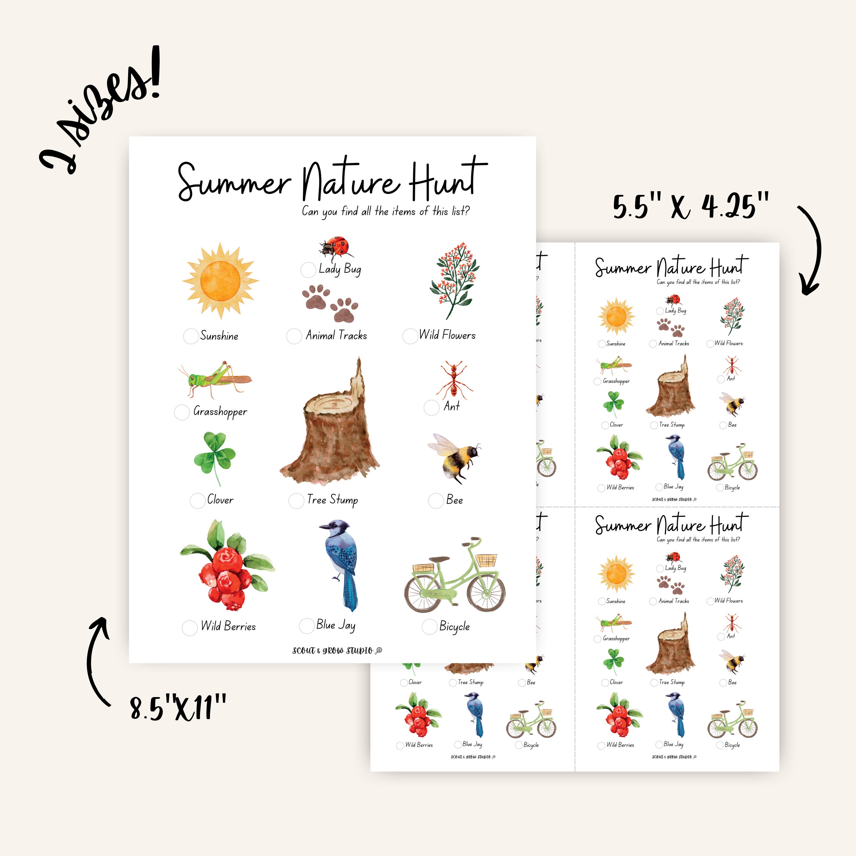 Summer Nature Scavenger Hunt for Kids, Nature Study, Printable PDF ...