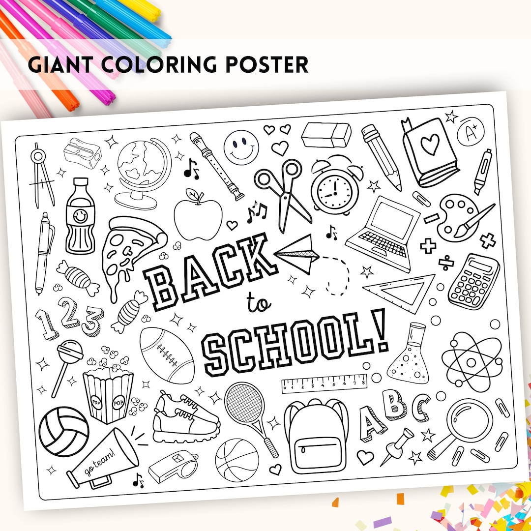 Giant Back to School Coloring Poster Digital Download - Etsy