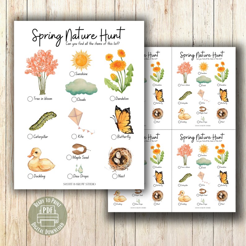SPRING Nature Scavenger Hunt for Kids Printable PDF Instant - Etsy