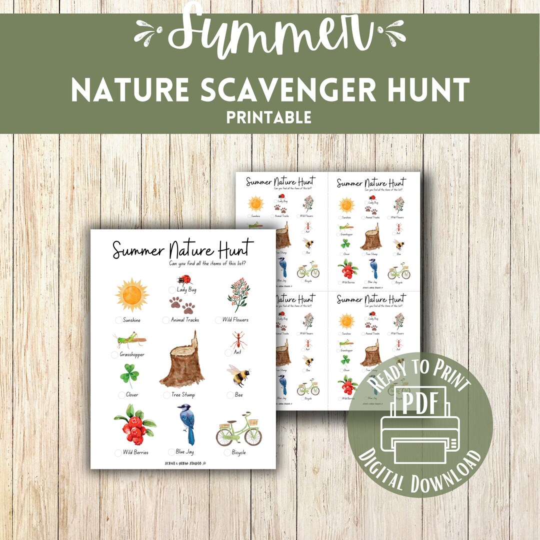Summer Nature Scavenger Hunt for Kids Nature Study Printable - Etsy