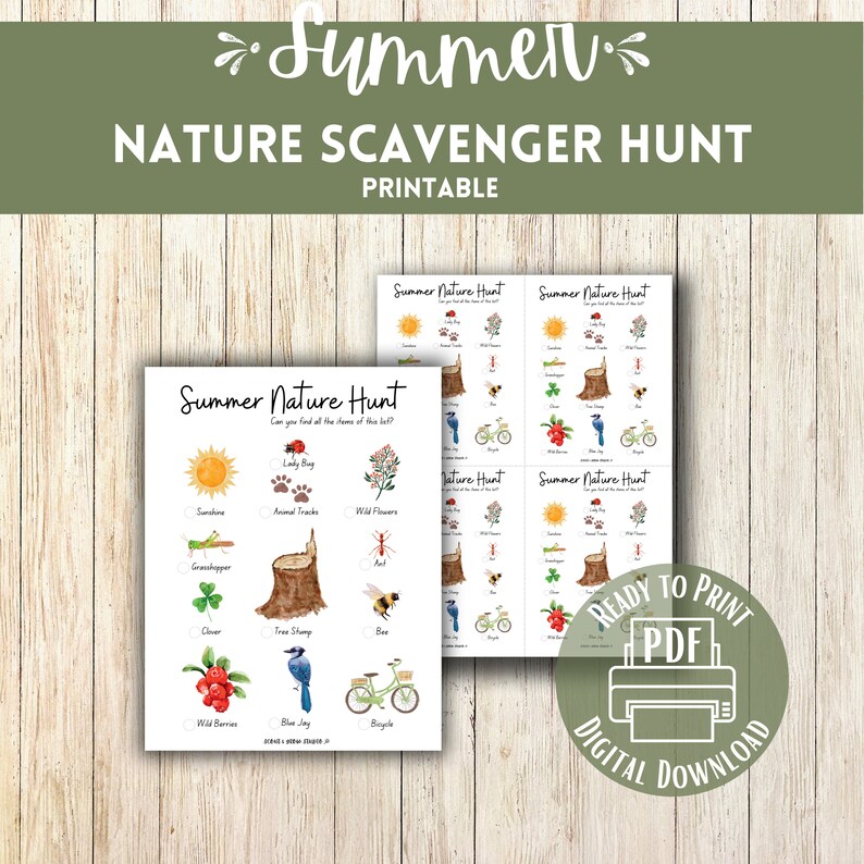 Summer Nature Scavenger Hunt for Kids Nature Study Printable - Etsy