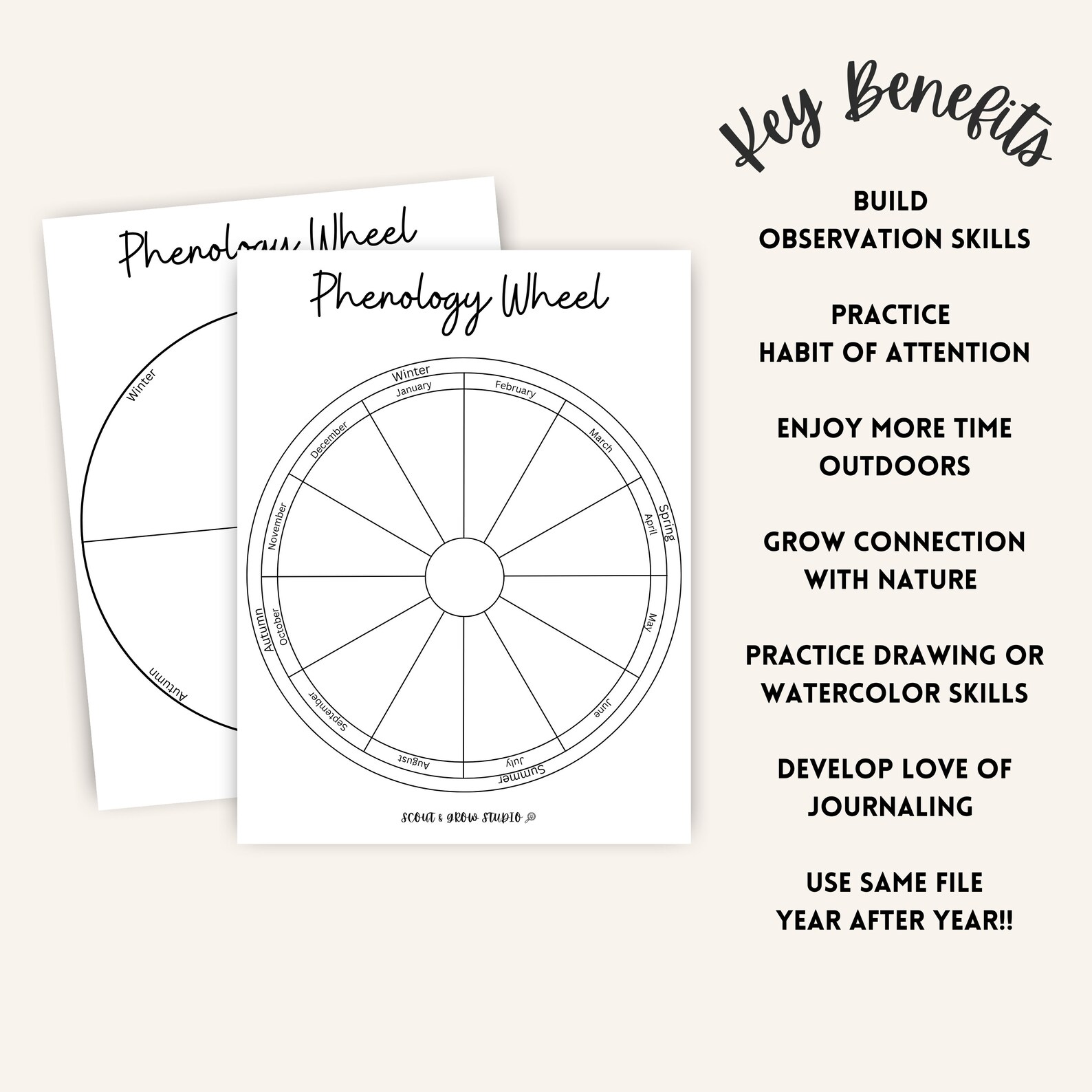 Nature Observation Sheet Phenology Wheel Nature Study Printable Instant ...
