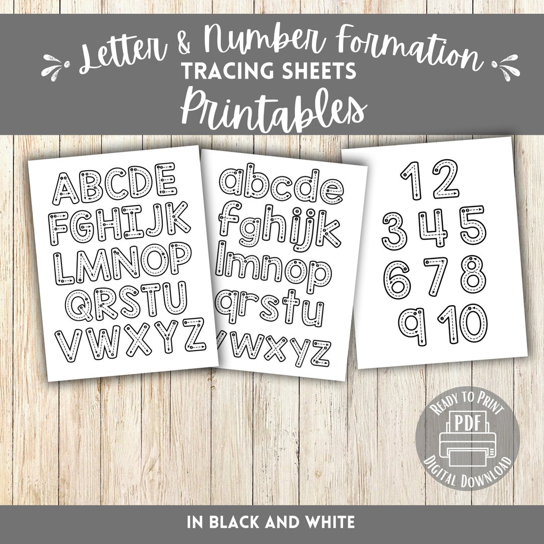 Alphabet Letter and Number Formation Tracing Sheets, Printable, Instant ...