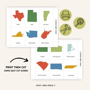 USA 50 States Flash Cards, Homeschool Printables, PFD Instant Download ...