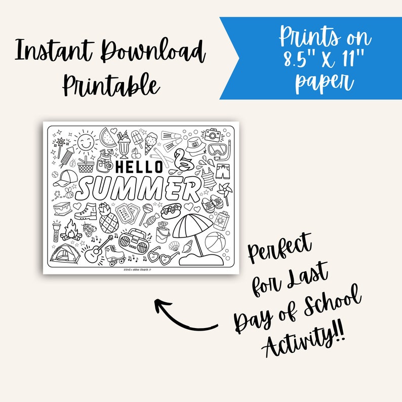 Summer Fun Coloring Page, Summer Bucket List Activities Coloring Sheet ...