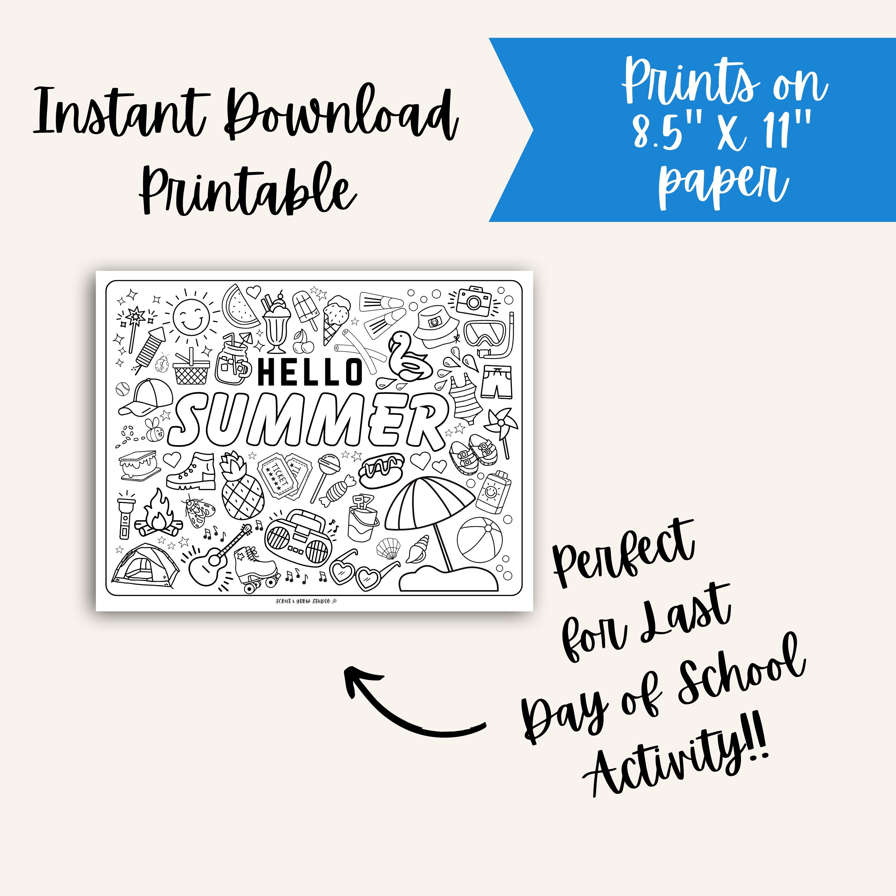 Summer Fun Coloring Page, Summer Bucket List Activities Coloring Sheet ...