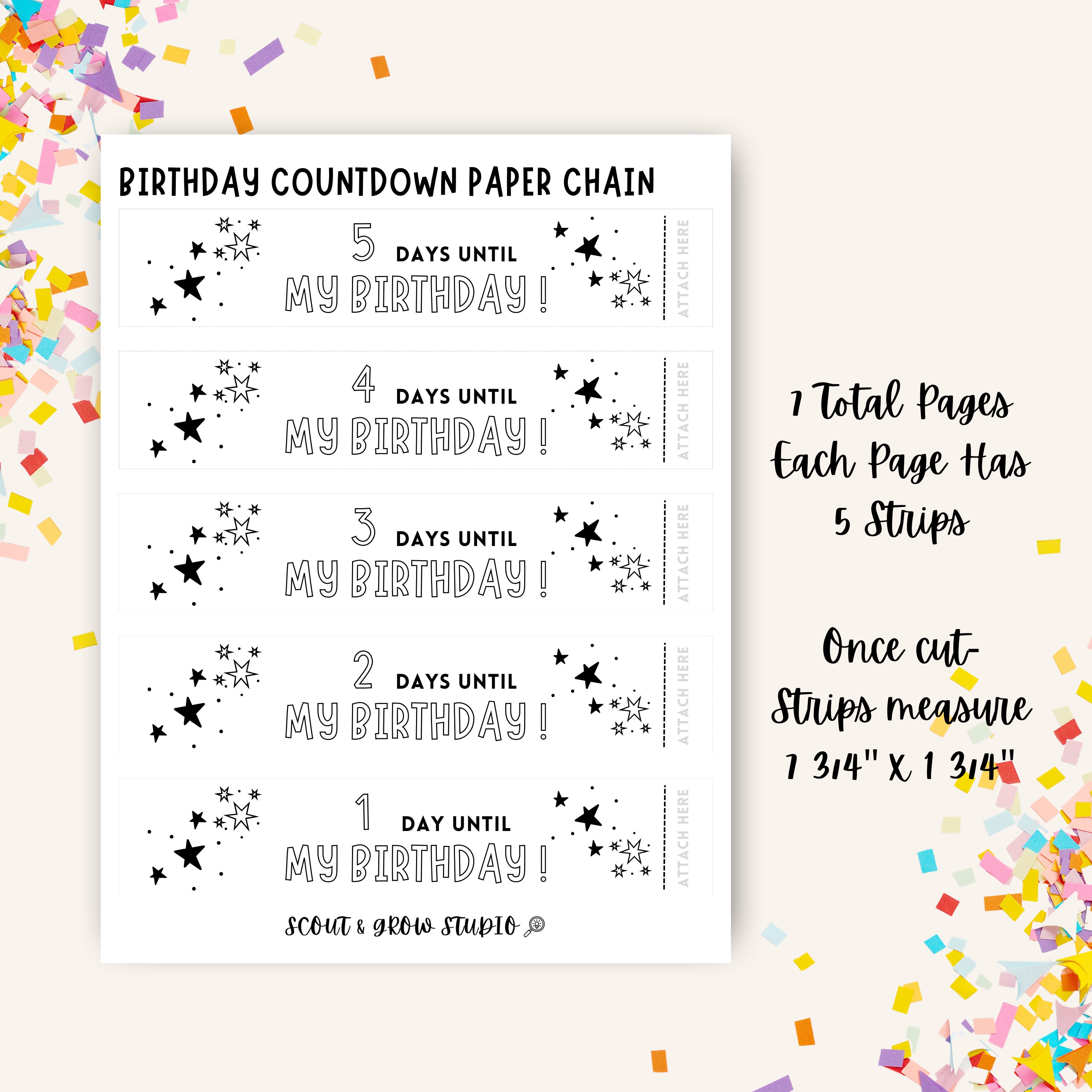 Birthday Countdown Printable for Kids, Simple Birthday Traditions ...