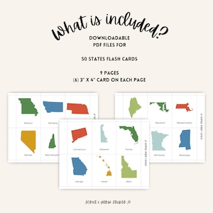 USA 50 States Flash Cards, Homeschool Printables, PFD Instant Download ...