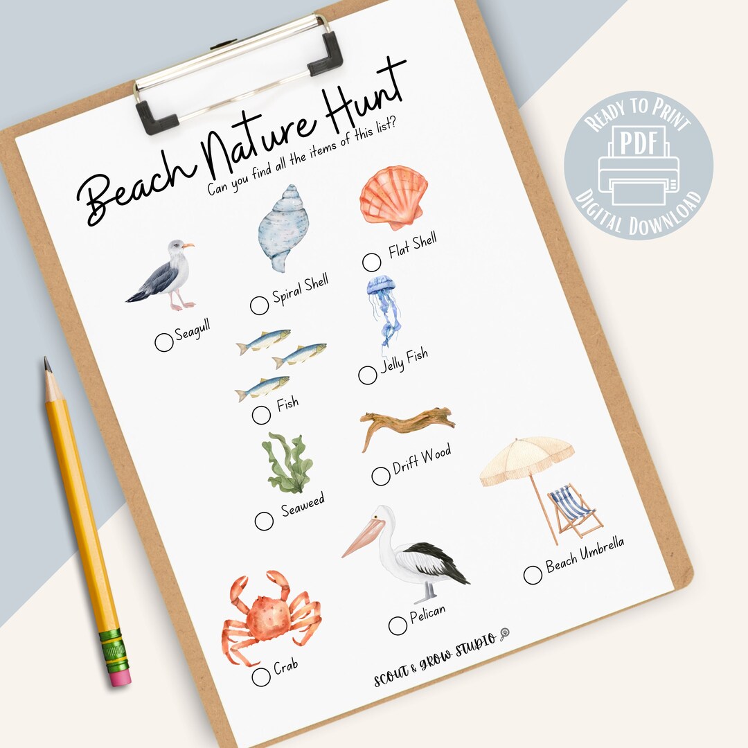 Charlotte Mason Inspired Beach Scavenger Hunt for Kids, Nature Study ...