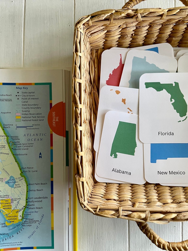 USA 50 States Flash Cards, Homeschool Printables, PFD Instant Download ...