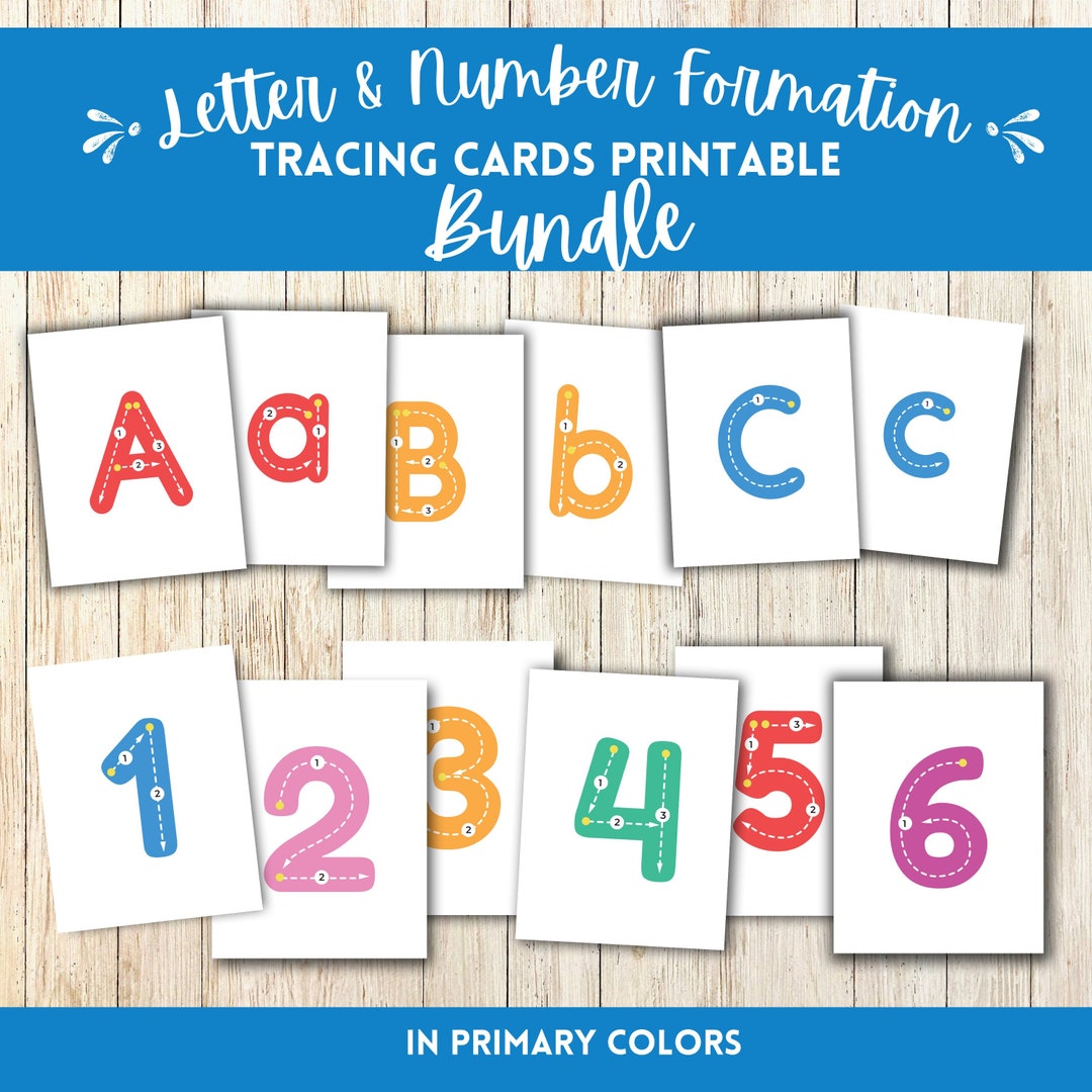 Letter & Number Formation Tracing Cards Bundle, Rainbow Colors ...
