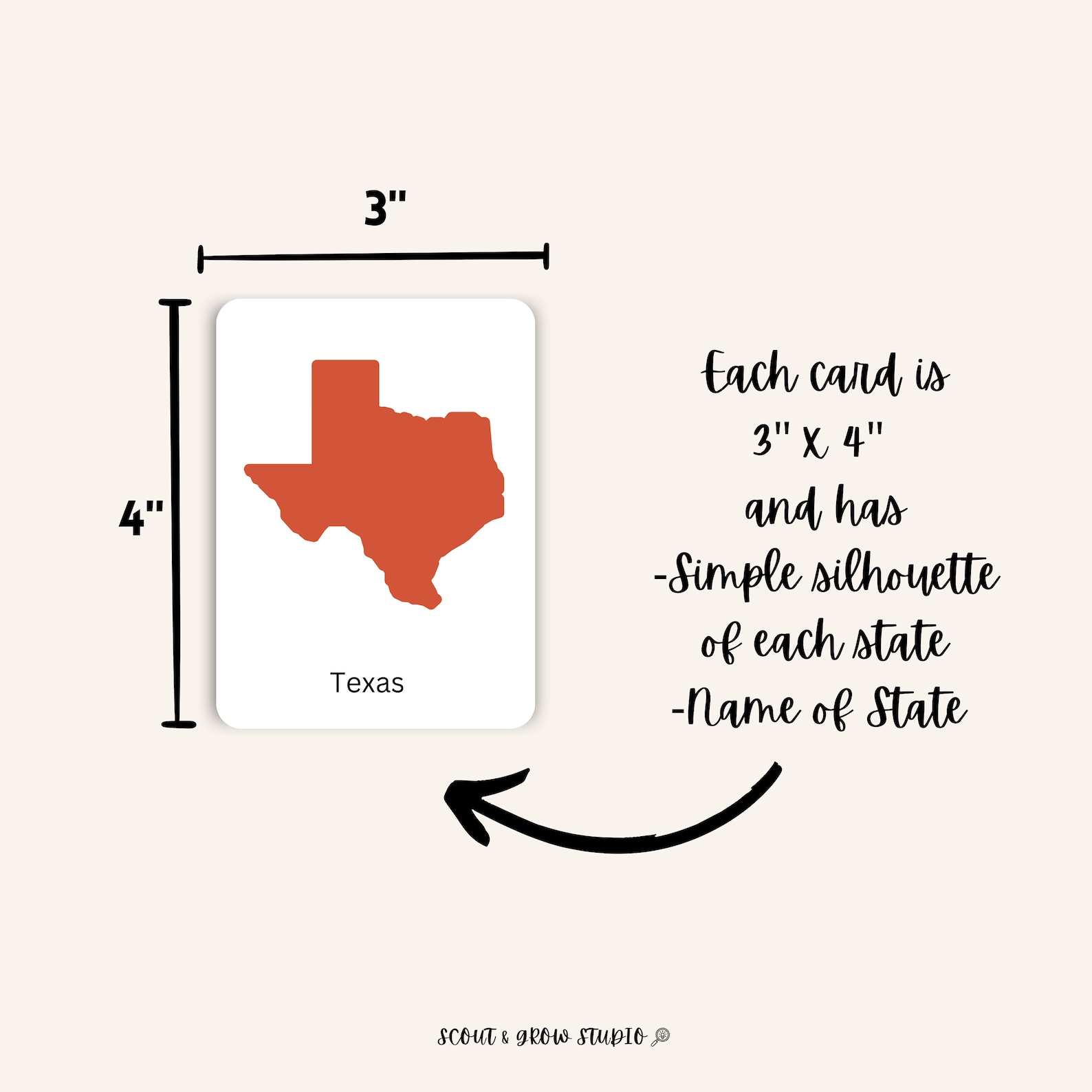USA 50 States Flash Cards, Homeschool Printables, PFD Instant Download ...
