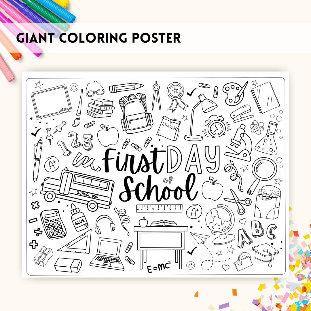 Giant First Day of School Coloring Poster Digital Download - Etsy