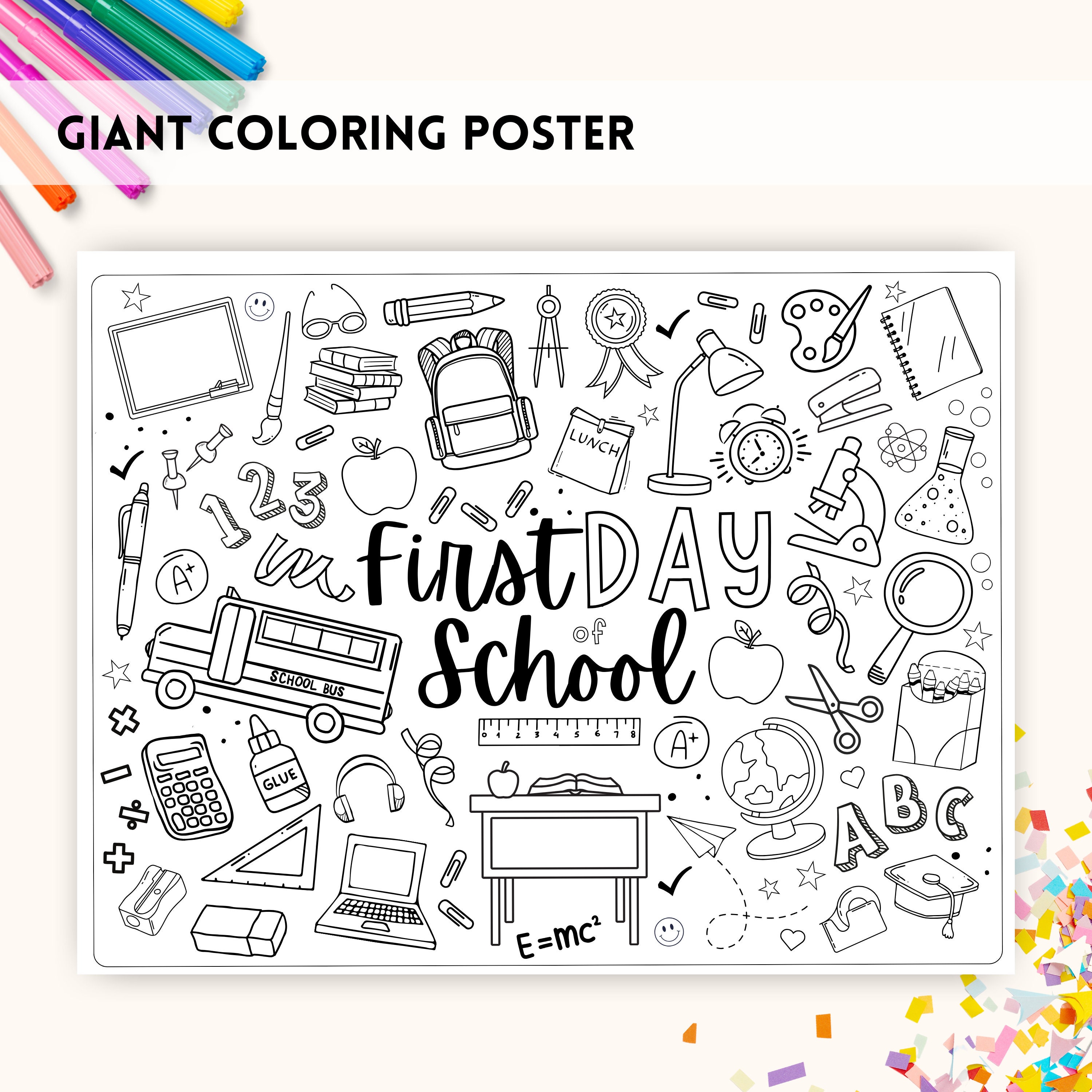 Giant First Day of School Coloring Poster Digital Download - Etsy