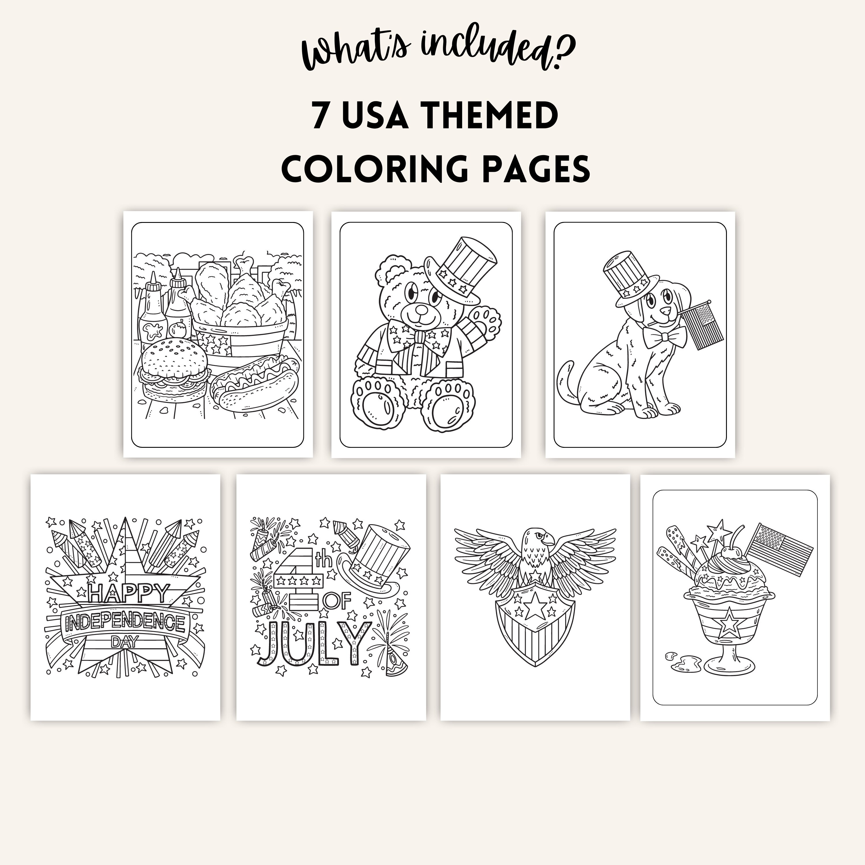 4th of July Activity Pack for Kids, Independence Day Coloring Pages ...