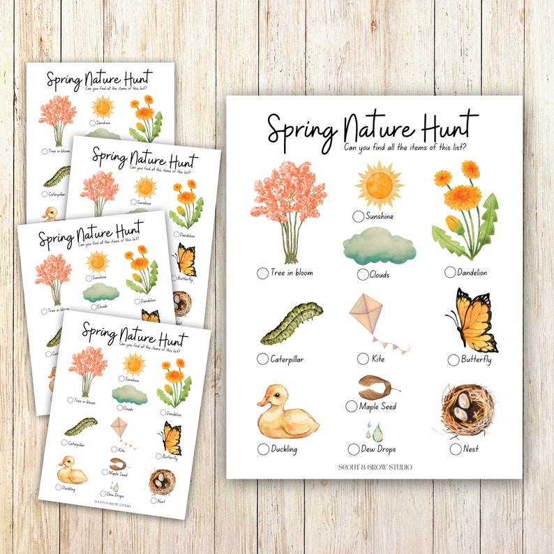SPRING Nature Scavenger Hunt for Kids, Printable PDF, Instant Download ...