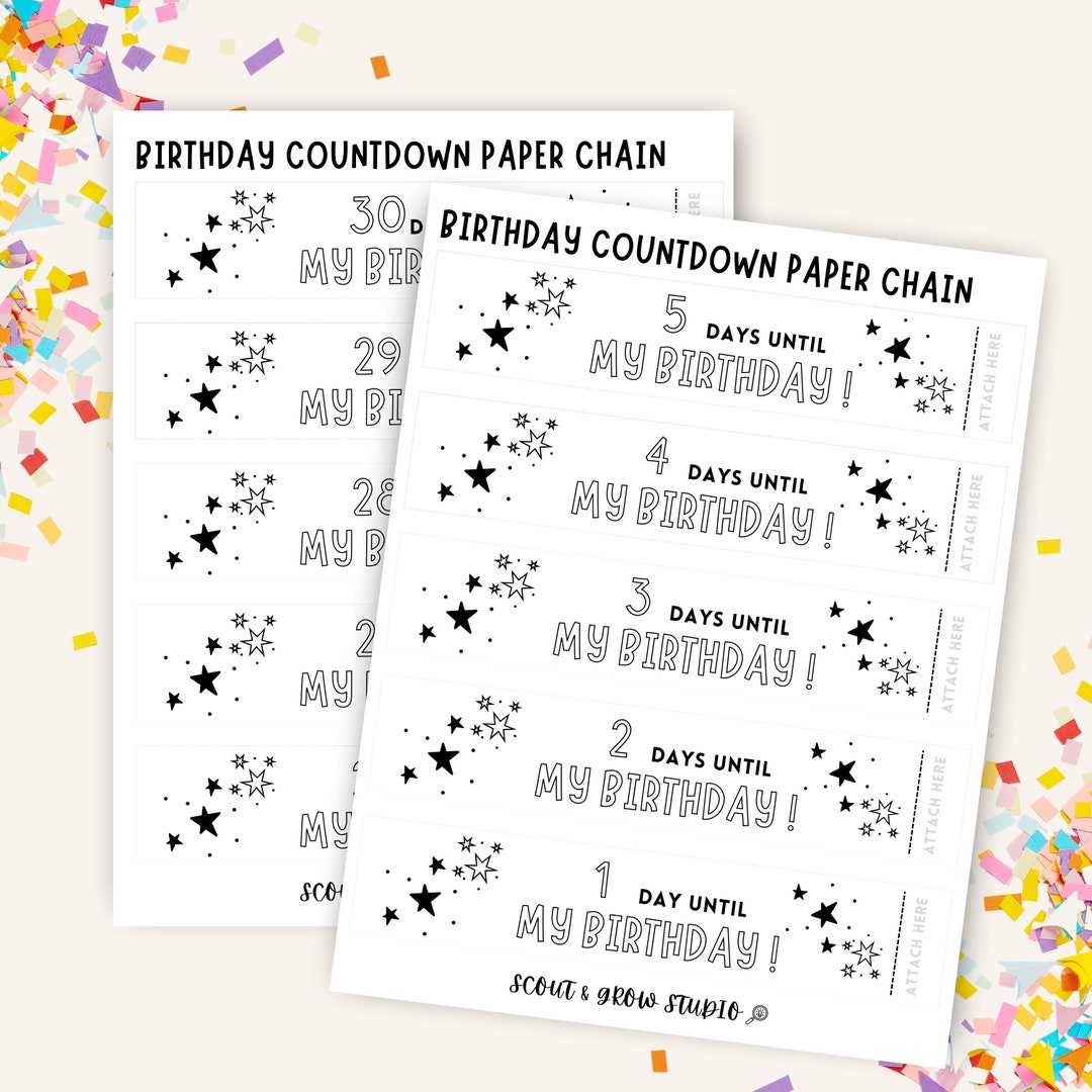Birthday Countdown Printable for Kids, Simple Birthday Traditions ...