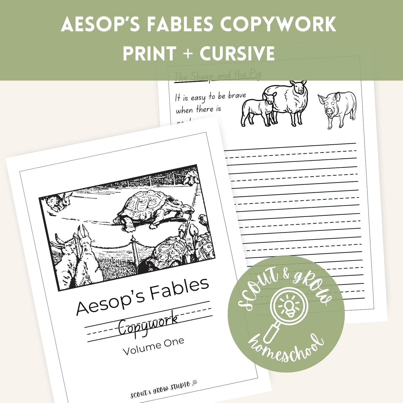 Aesop's Fables Printable Copywork Pages for Homeschool - Etsy