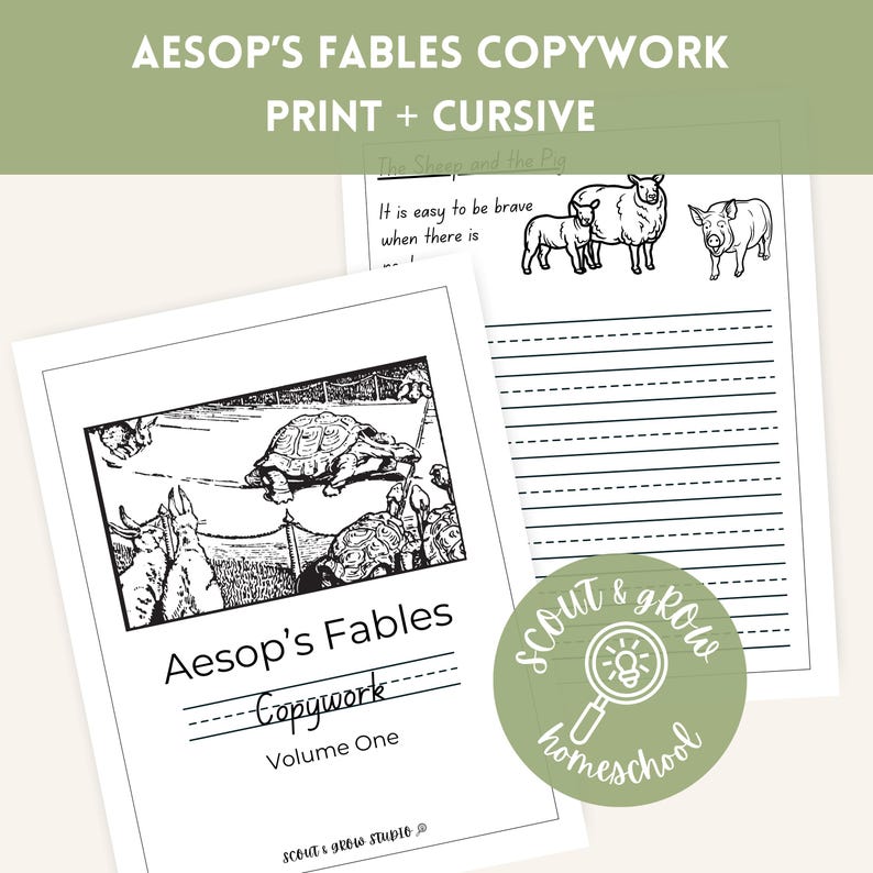 Aesop's Fables Printable Copywork Pages for Homeschool - Etsy
