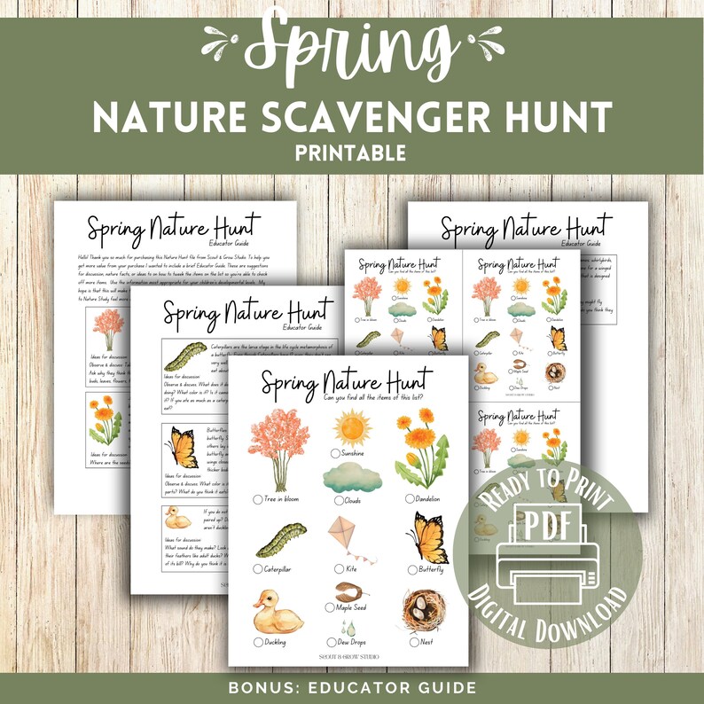 SPRING Nature Scavenger Hunt for Kids, Printable PDF, Instant Download ...