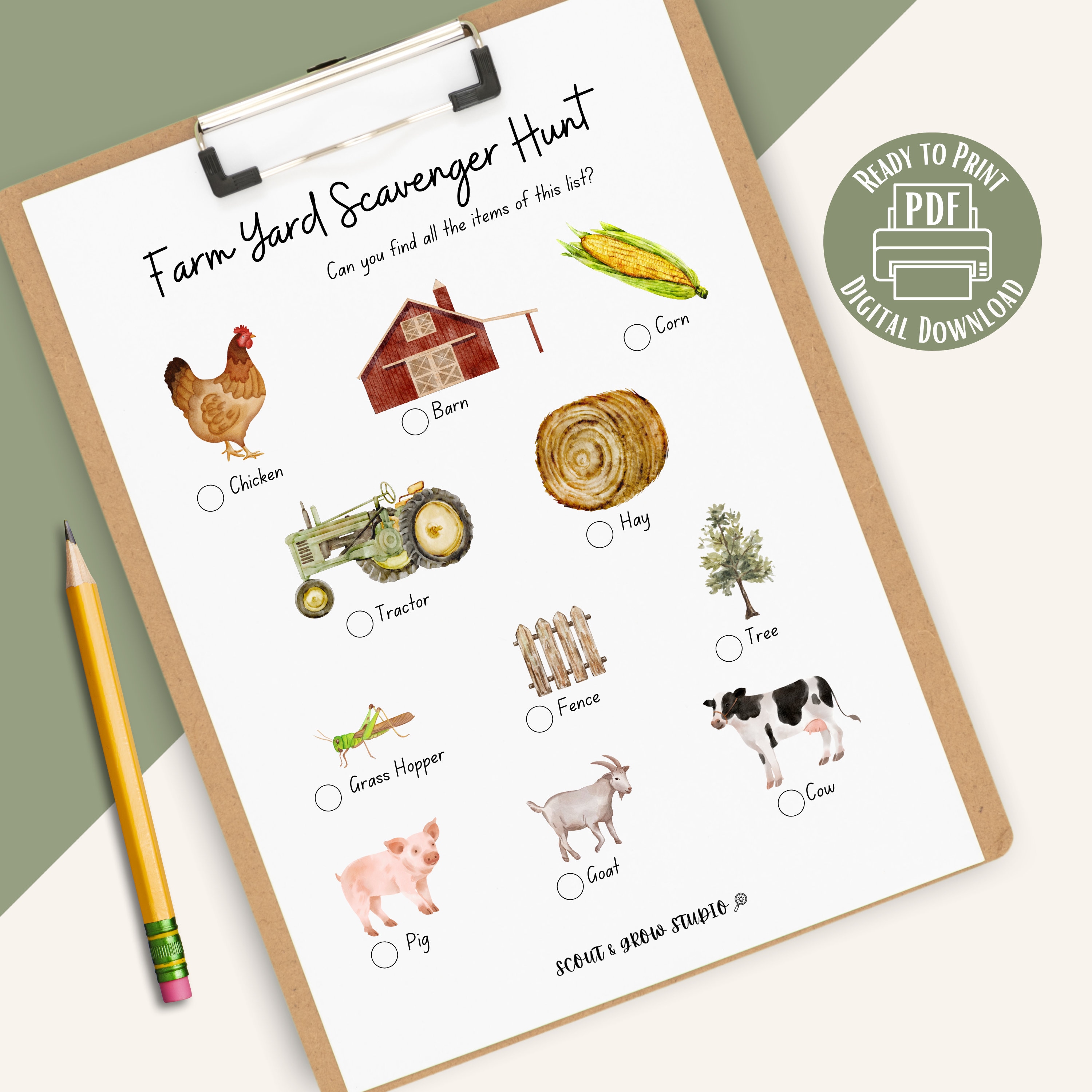 Farm Scavenger Hunt, Farm Theme Birthday Party Activity, Farm Animal ...