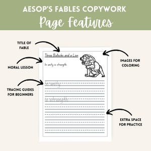Aesop's Fables Printable Copywork Pages for Homeschool - Etsy
