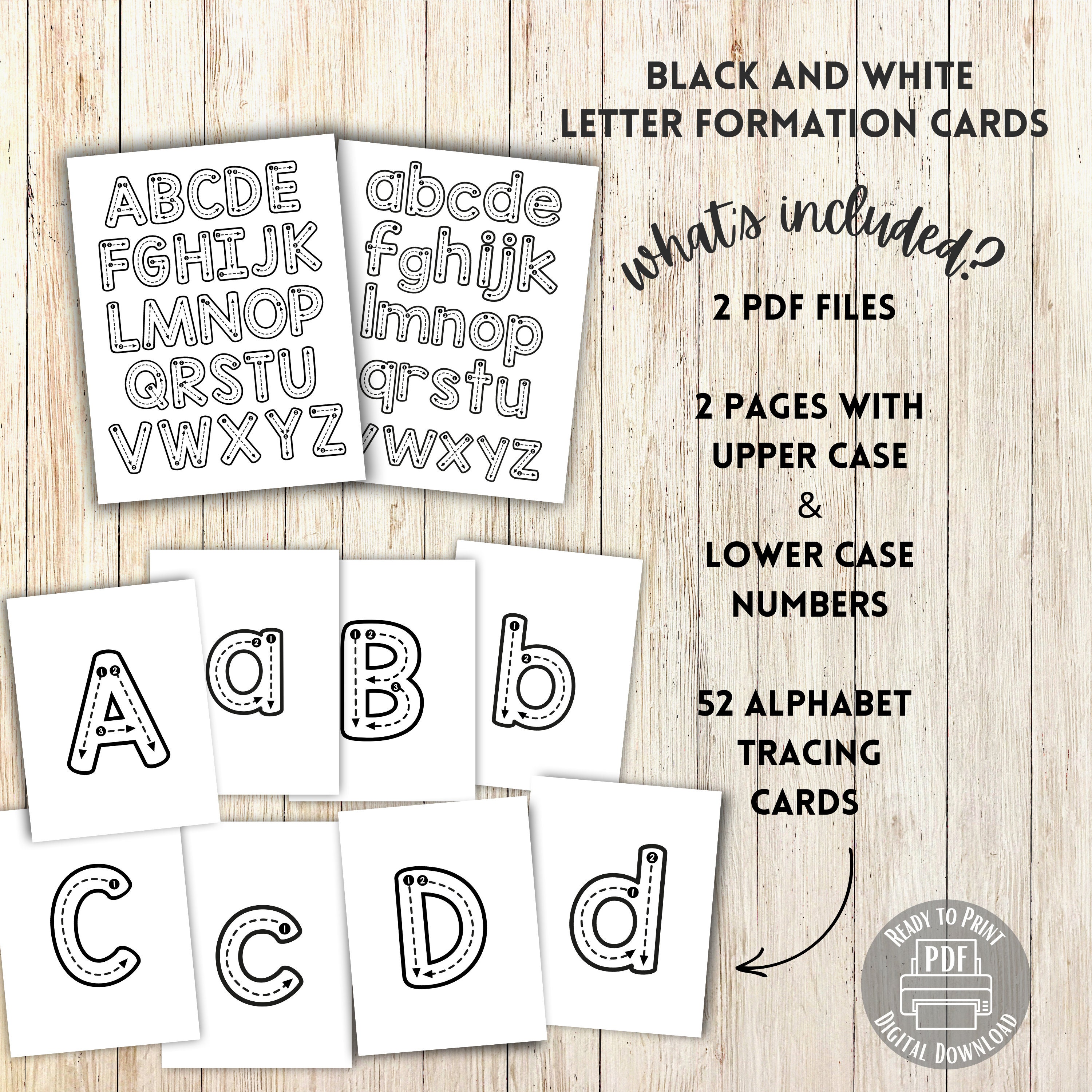 Alphabet Letter Formation Tracing Cards for Early Education, Black ...
