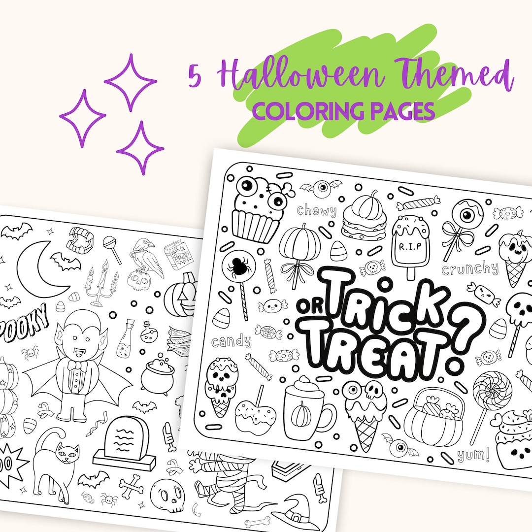 Halloween Coloring Pages for Digital Download - Etsy