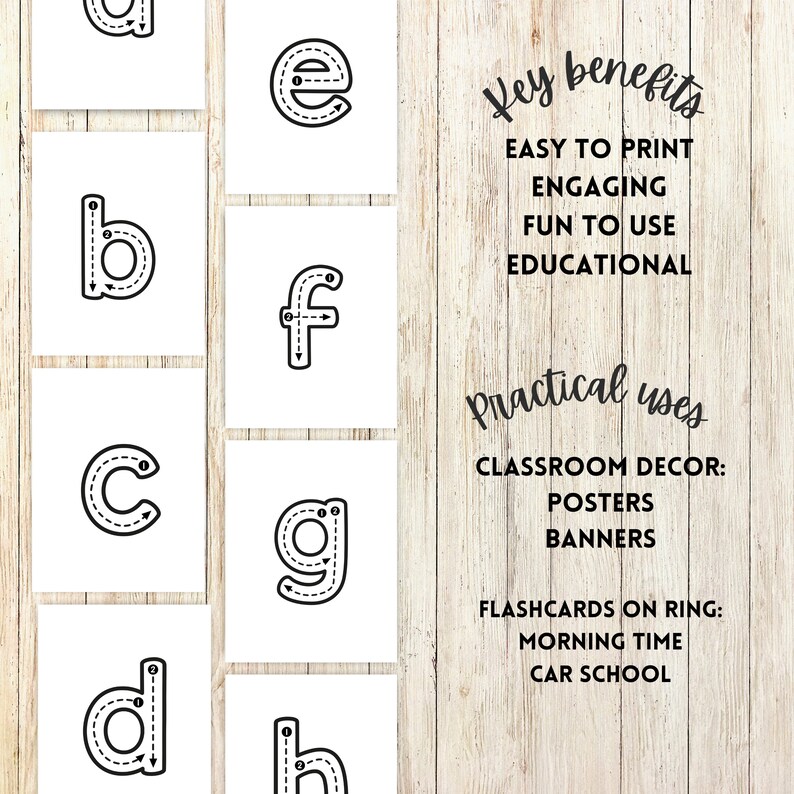 Alphabet Letter Formation Tracing Cards for Early Education, Black ...