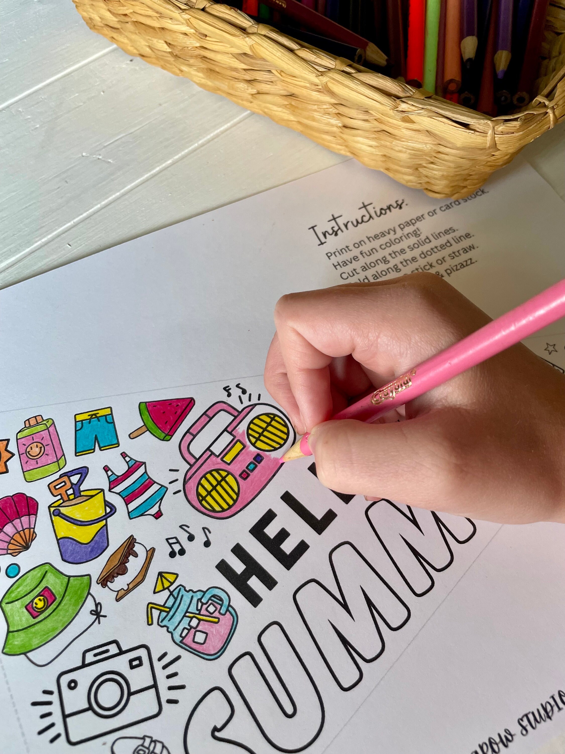 Summer Coloring Page Printable Craft for Kids Instant Download - Etsy