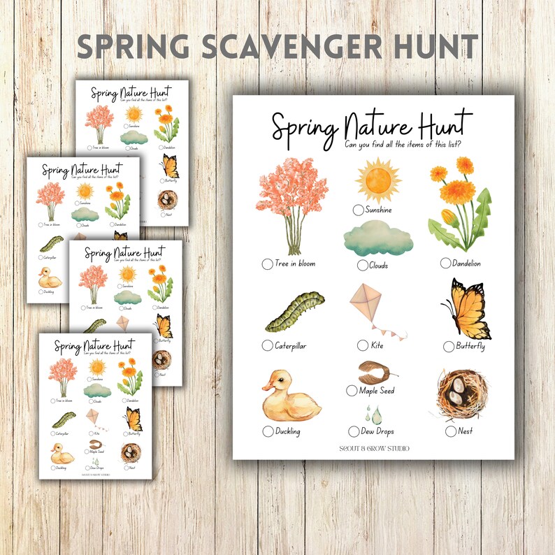 SPRING Nature Scavenger Hunt for Kids Printable PDF Instant - Etsy