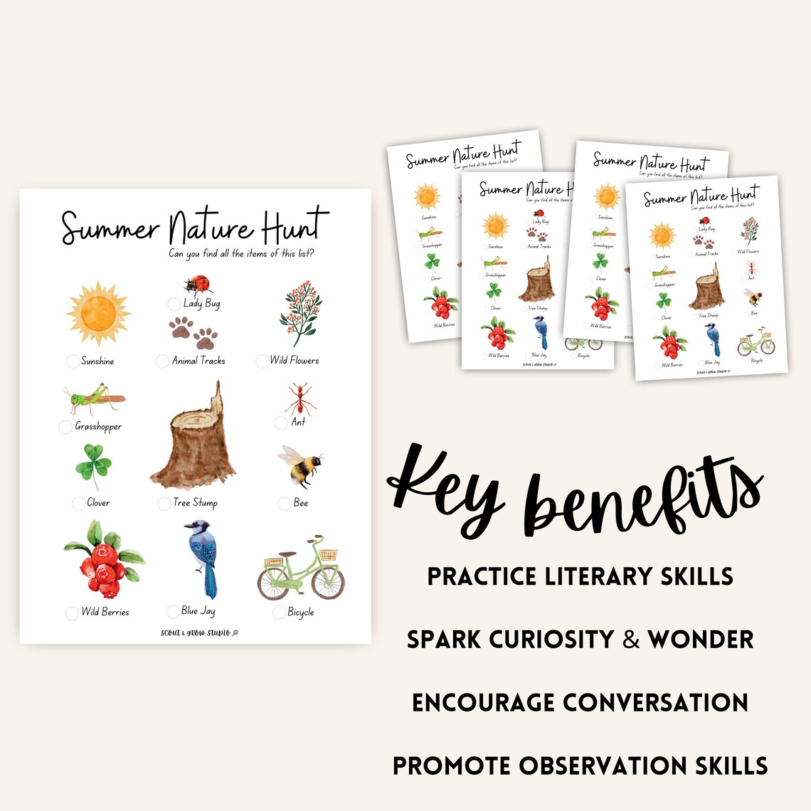 Summer Nature Scavenger Hunt for Kids, Nature Study, Printable PDF ...