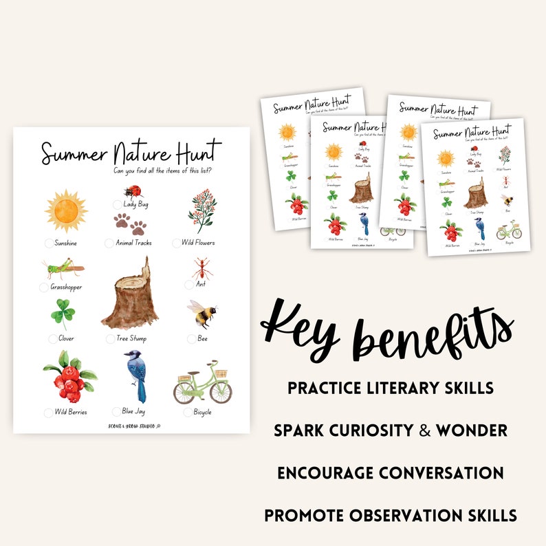 Summer Nature Scavenger Hunt for Kids, Nature Study, Printable PDF ...