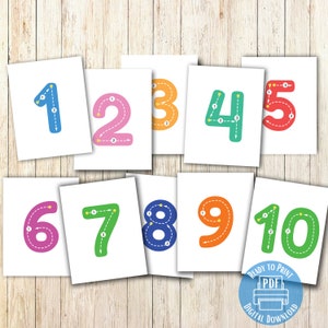 Preschool Number Formation Tracing Cards, Rainbow Colors, Instant ...