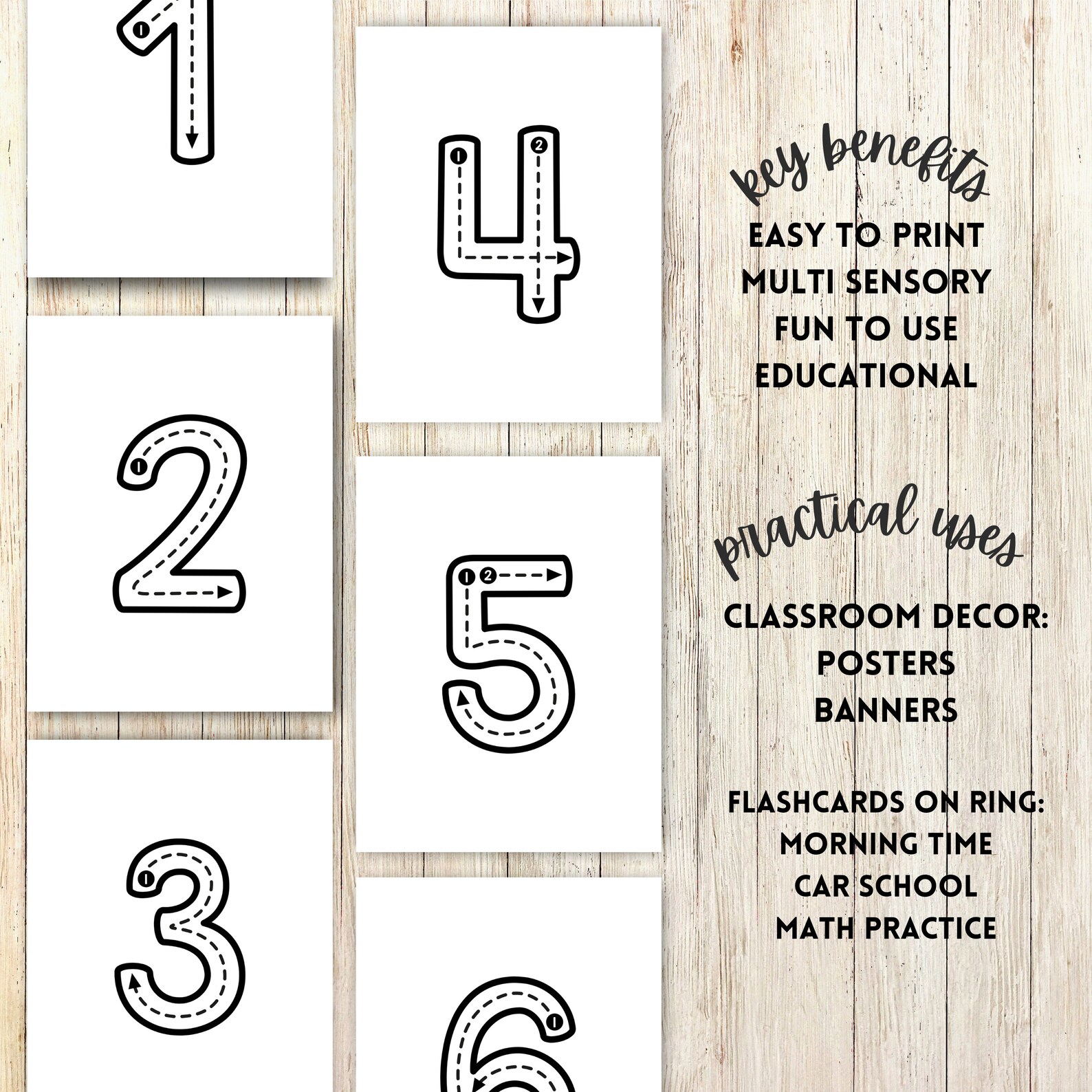 Number Formation Tracing Cards Printable, Black and White, Instant ...