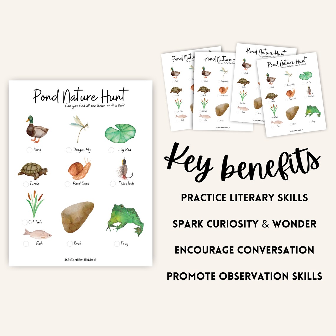 Nature Scavenger Hunt for Kids, Charlotte Mason Inspired Ponds Nature ...