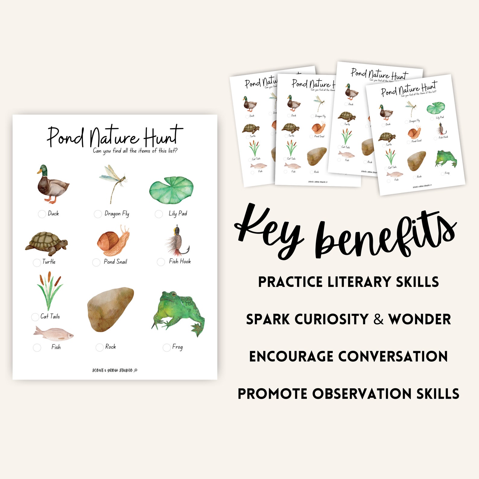 Nature Scavenger Hunt for Kids, Charlotte Mason Inspired Ponds Nature ...