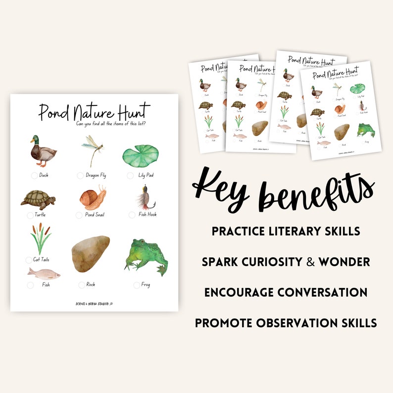 Nature Scavenger Hunt for Kids, Charlotte Mason Inspired Ponds Nature ...