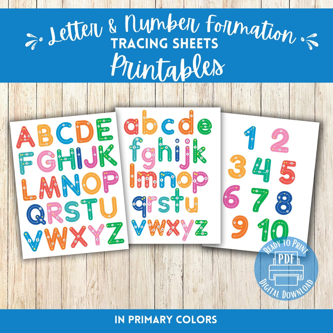 Alphabet Letter and Number Formation Tracing Sheets, Printable, Instant ...