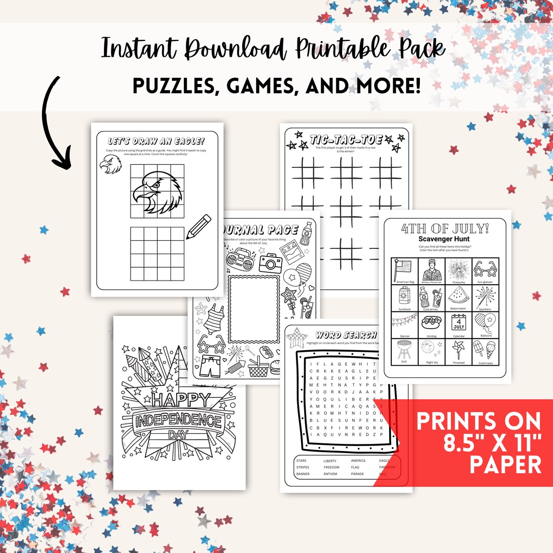 4th of July Activity Pack for Kids, Patriotic Coloring Pages Mazes ...