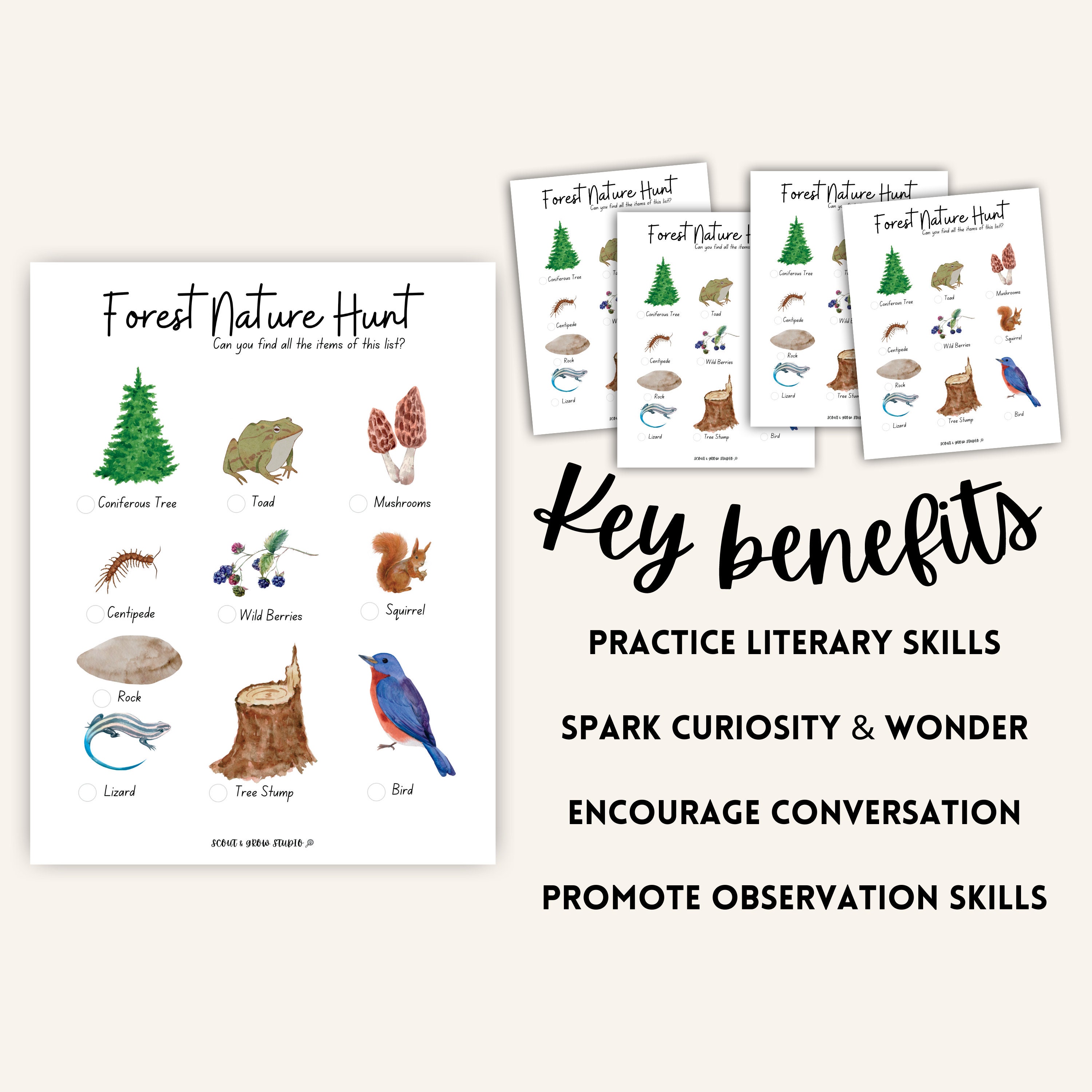 Nature Study Forest Scavenger Hunt for Kids, Nature Scavenger Hunt ...