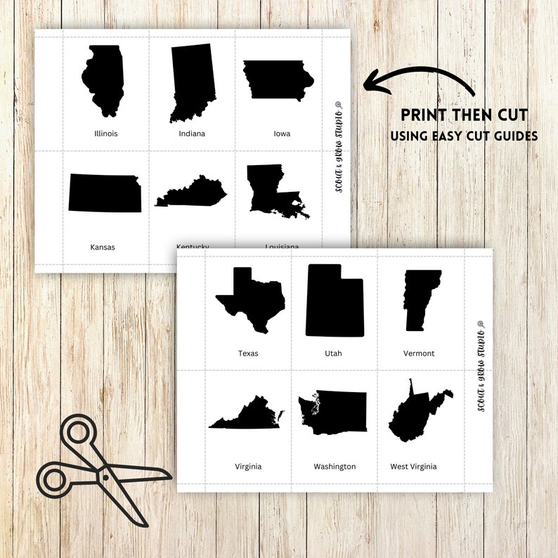 USA 50 States Flash Cards, Homeschool Printables, PFD Instant Download ...
